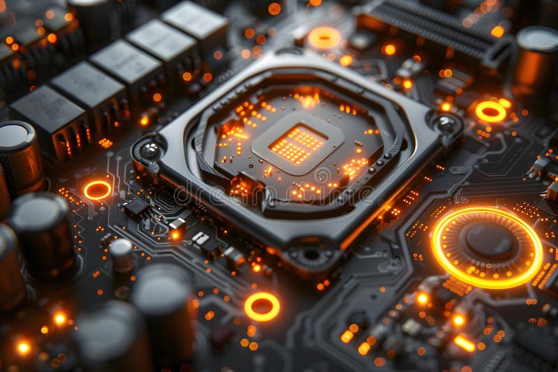 Futuristic Sci-Fi Computer Chipset with Glowing Lights - Tech ...
