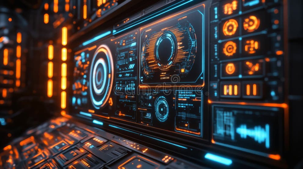 Futuristic Sci Fi Control Panel Interface Display Stock Illustration ...