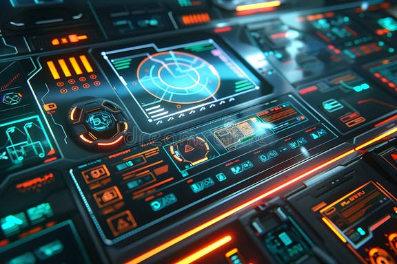 Futuristic Sci-Fi Control Panel Interface Display Stock Illustration ...