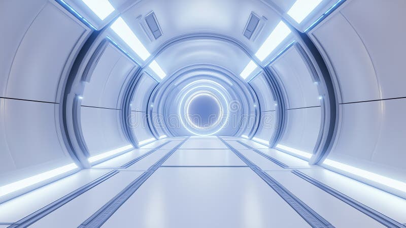 Futuristic Sci Fi Corridor with Glowing White Lights and Sleek Design ...