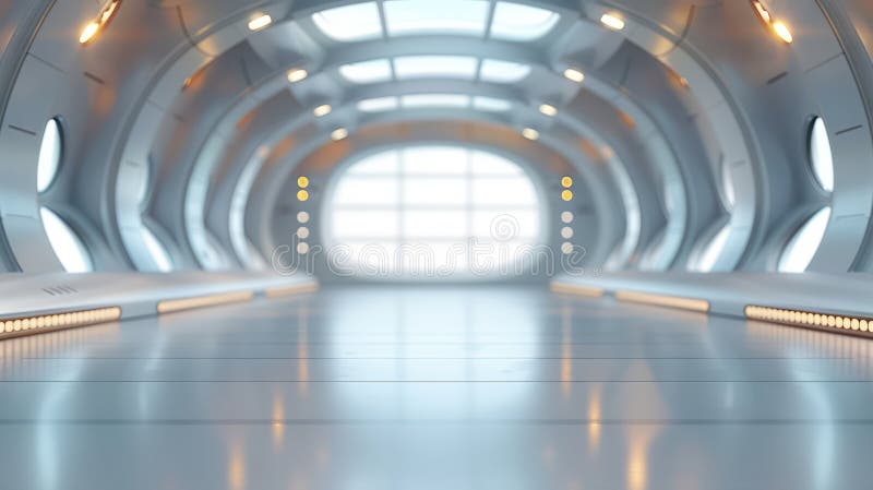 Futuristic Sci Fi Corridor with Neon Lights and Modern Architecture ...