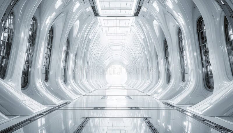 Futuristic Scifi Corridor Interior Design Modern Sleek Elegant ...