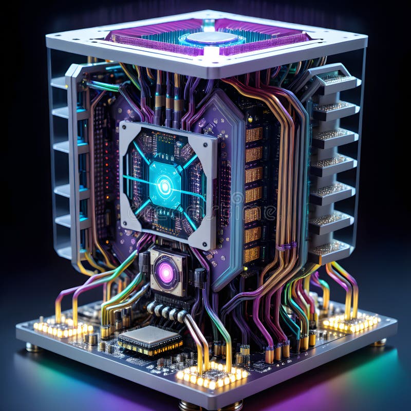 Futuristic Sci-Fi CPU: Neon Lights, Transparent Case, and Advanced ...