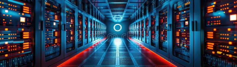 Futuristic Sci-Fi Data Center Stock Illustration - Illustration of data ...