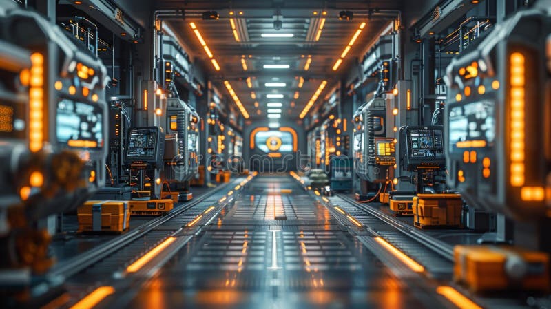 Futuristic Sci-Fi Data Center with Neon Lights - Generative AI Stock ...