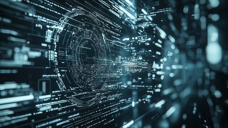 Futuristic Sci-fi Digital Interface with Complex Programming Code ...