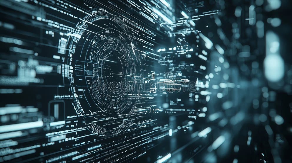 Futuristic Sci-fi Digital Interface with Complex Programming Code ...
