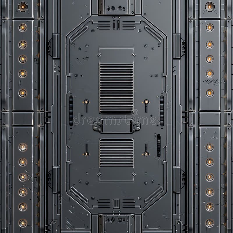 Futuristic Sci-fi Door with Secure Metallic Bolts. Stock Illustration ...