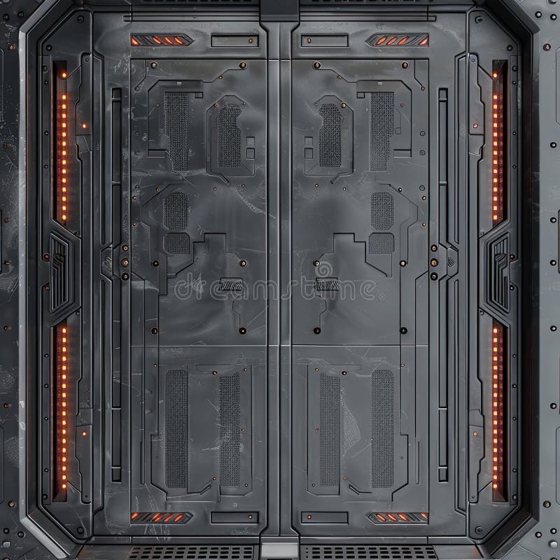 Futuristic Sci-fi Door with Secure Metallic Bolts. Stock Illustration ...