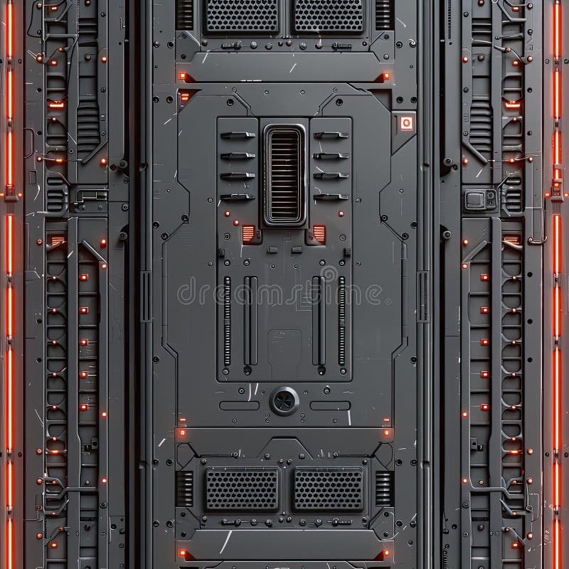 Futuristic Sci-fi Door with Secure Metallic Bolts. Stock Illustration ...