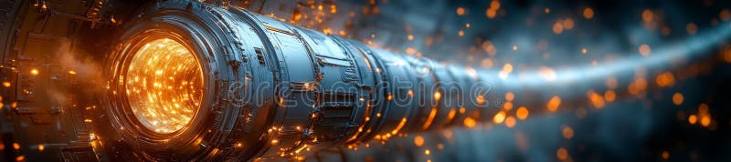 Futuristic Sci-Fi Energy Beam from a High-Tech Rocket Engine in a Dark ...