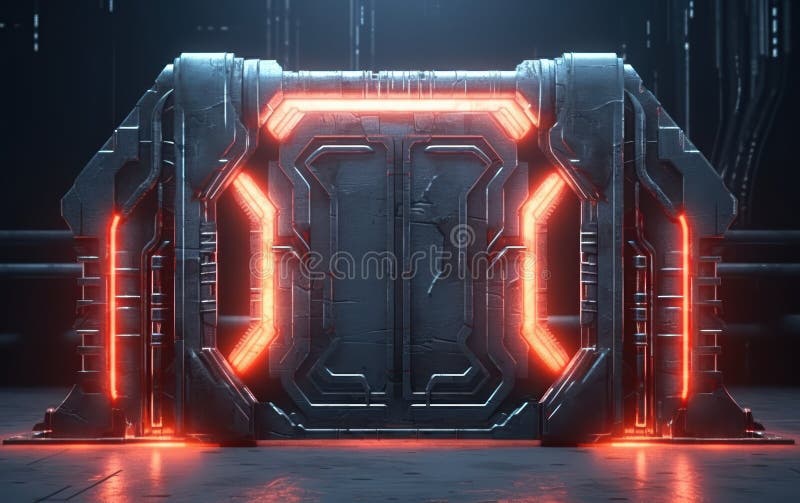 Futuristic Sci-Fi Gate: Glowing Neon Entrance. Created by Generative ...