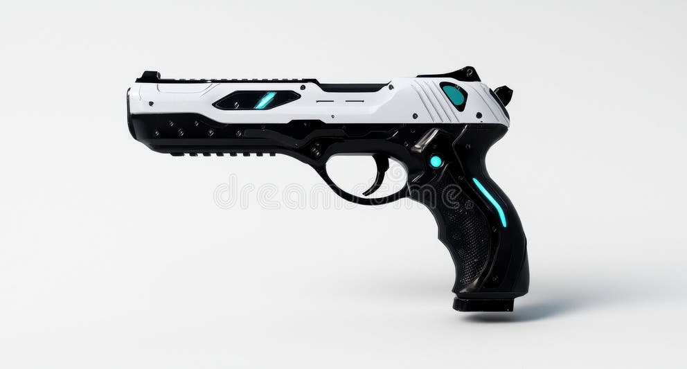 Futuristic Sci-Fi Handgun Weapon 3D Render Stock Illustration ...