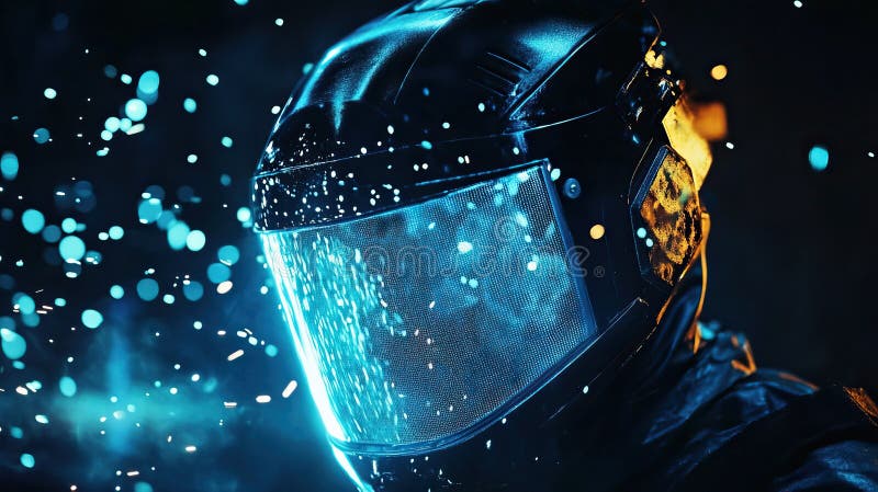 Futuristic Sci-fi Helmet with Sparks: a Glimpse into Advanced ...
