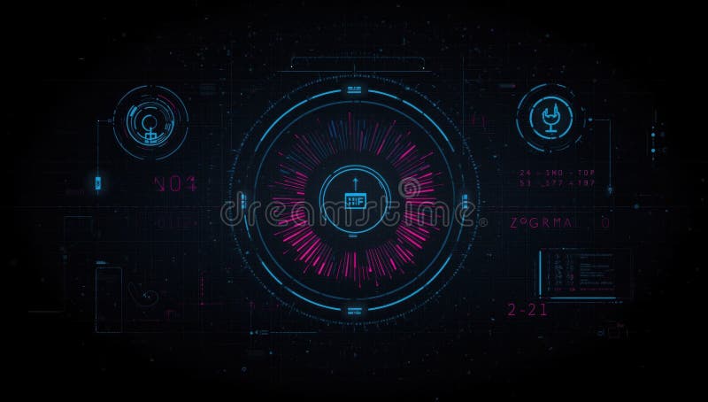 Futuristic Sci Fi Holographic Interface Display with Glowing Elements ...