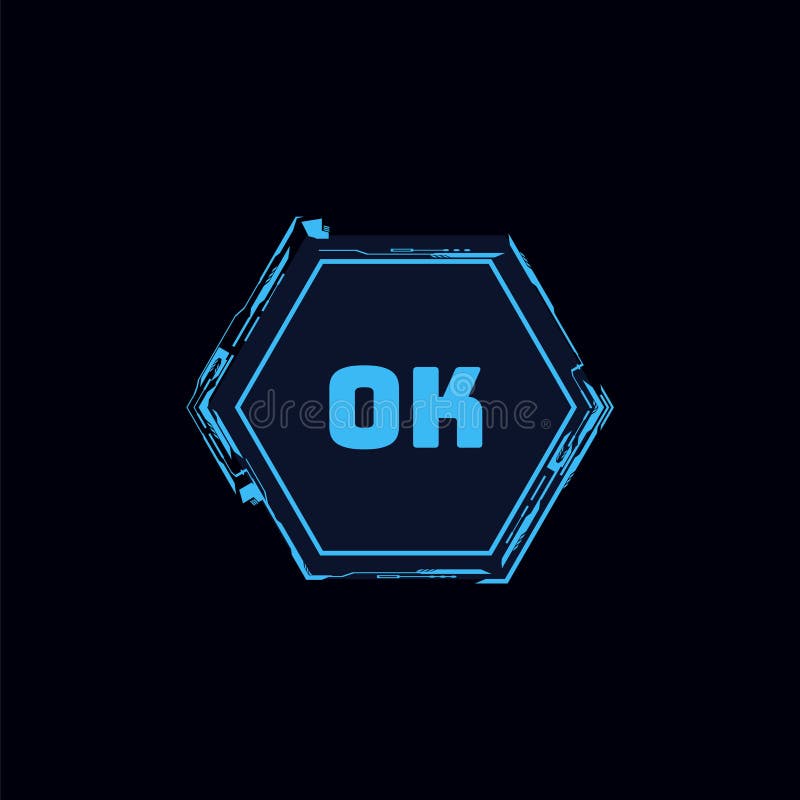 Futuristic Sci Fi Hud Button with Text Ok. Stock Illustration ...