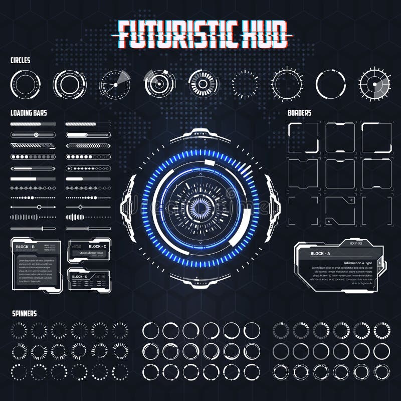 Futuristic Sci-Fi HUD Elements Set Stock Vector - Illustration of ...