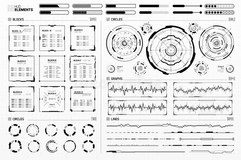 Futuristic Sci-Fi HUD Elements Set Stock Vector - Illustration of ...