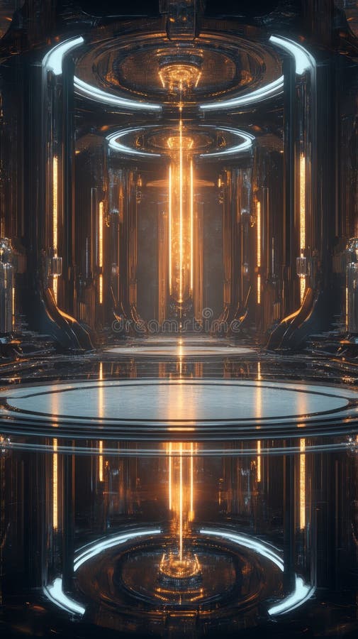 Futuristic Sci-Fi Interior with Glowing Lights and Metallic Structures ...