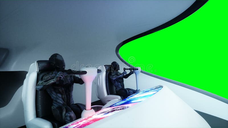 Futuristic Sci Fi Interoir with Robots. Green Screen 4k Footage. Stock ...