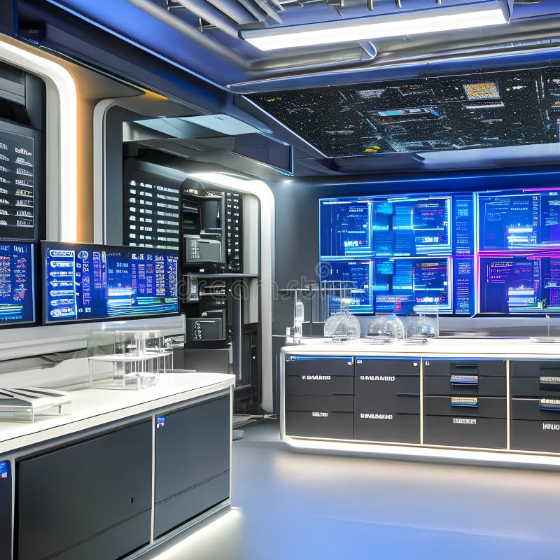A Futuristic Laboratory Filled with Advanced Technology and Scientists ...