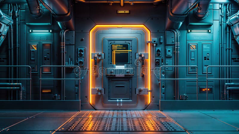 Futuristic Sci-fi Laboratory with Illuminated Door and Detailed Panels ... Futuristic Sci-fi Laboratory with Illuminated Door and Detailed Panels ...