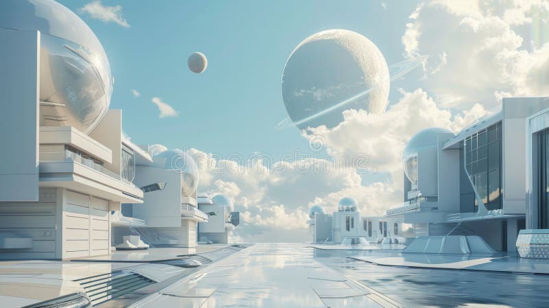 Futuristic Sci Fi Landscape Featuring Fantasy Industrial Structures and ...