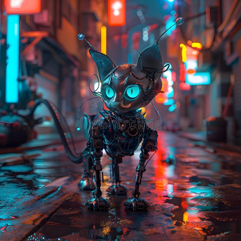 Futuristic Sci Fi Mechanical Technology Cat Stock Illustrations – 381 ...