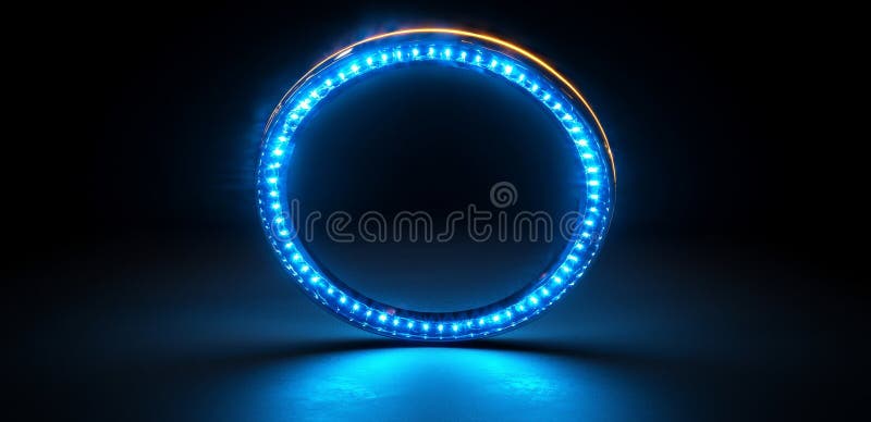 Futuristic Sci-fi Metal Portal with a Blue Glowing Neon Round Shape ...
