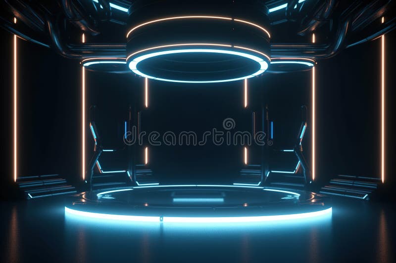 Futuristic Sci Fi Modern Empty Big Hall Dark Alien Garage. Space for ... Futuristic Sci Fi Modern Empty Big Hall Dark Alien Garage. Space for ...