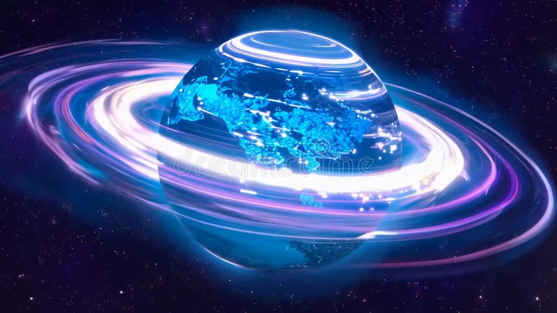 Futuristic Sci-Fi Planet with Glowing Rings in Cosmic Space Generative ...