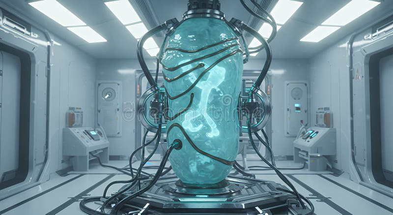 Futuristic Sci-fi Pod Containing Liquid in a Sterile Laboratory Stock Illustration ...