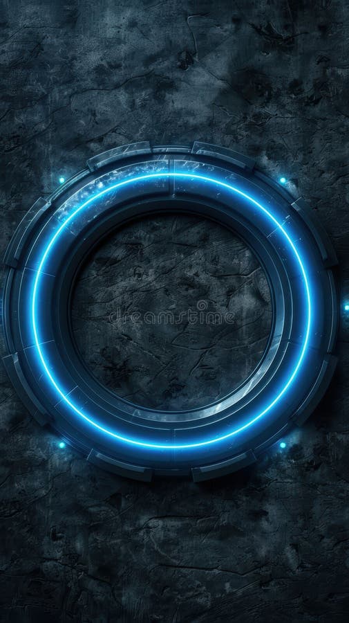 Futuristic Sci-fi Portal with Glowing Blue Lights Stock Illustration ...