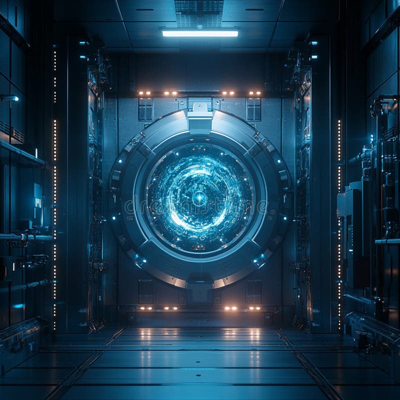 Futuristic Sci-Fi Portal with Glowing Core in High-Tech Environment ...