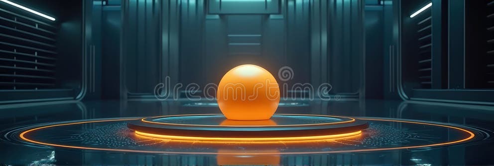 Futuristic Sci-fi Scene with Glowing Orange Orb in High-tech Environment Stock Photo - Image of ...