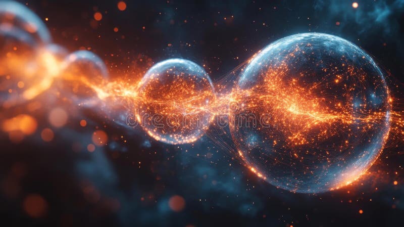 A Glowing Sci-fi Background with Quantum Energy Spheres and Glowing ...