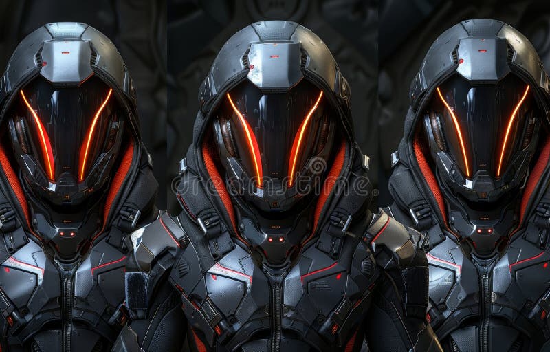 Futuristic SciFi Soldier in HighTech Armor with Glowing Visor and ...
