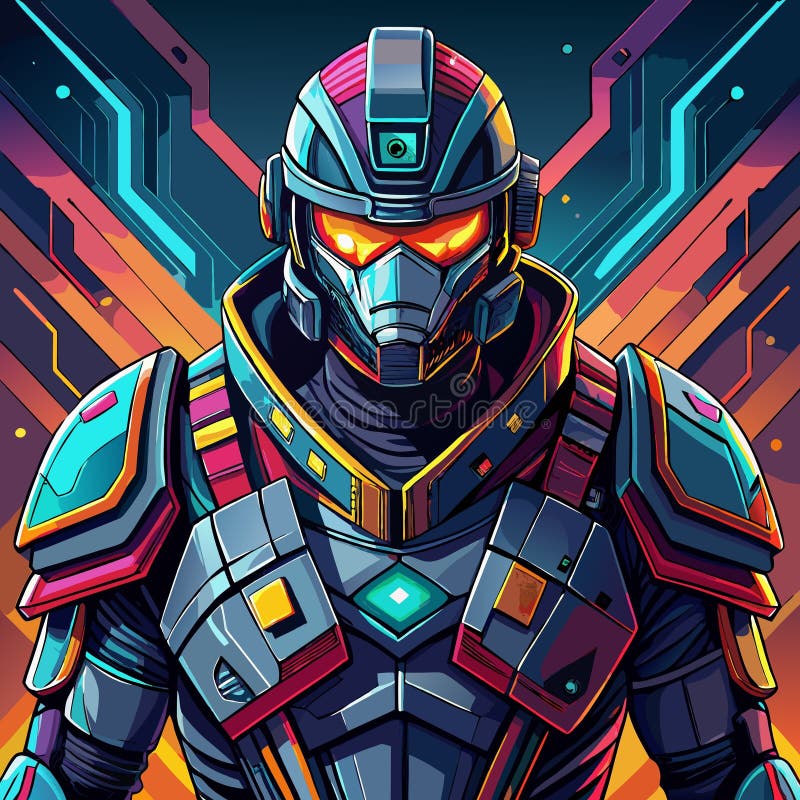 Sci-Fi Soldier in Exosuit Vector Illustration Stock Vector ...