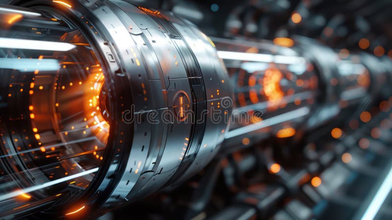 Futuristic Sci-fi Spaceship Engine with Glowing Orange Lights Stock ...