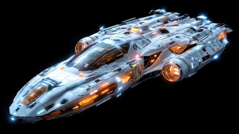 Futuristic Sci-fi Spaceship with Neon Lights and Advanced Technology ...