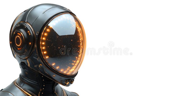 Futuristic Sci-fi Spacesuit Helmet with Led Lights Isolated on ...
