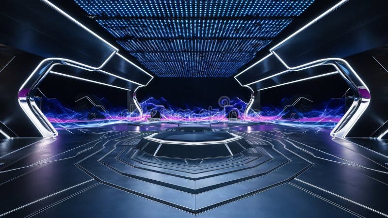Futuristic Sci-Fi Stage, Cyberpunk Presentation High Quality Image ...