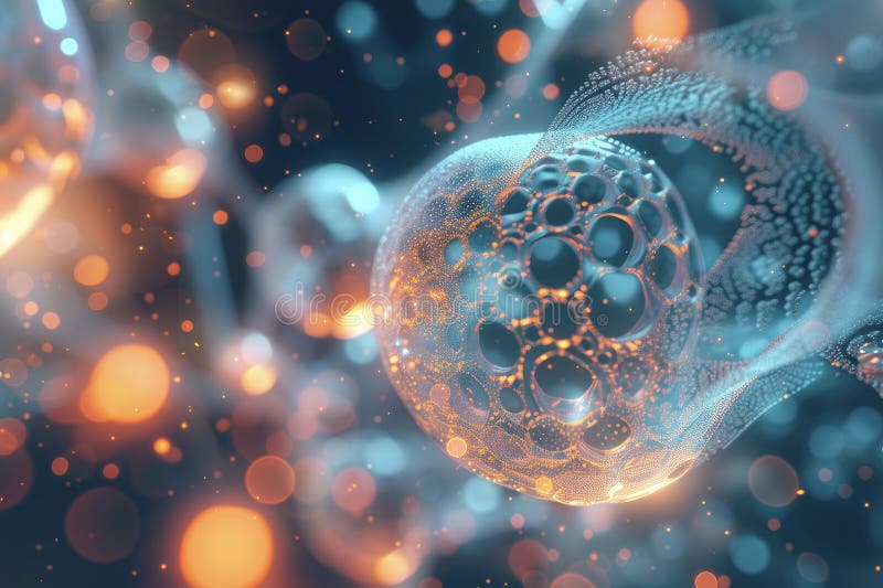 Intricate Nano Molecular Cell Structures Showcased in Futuristic, Technological Setting Stock ...