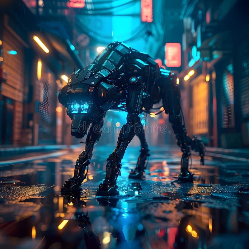 Futuristic Sci-fi Technology Dog Cyber Robotic Stock Illustration ...