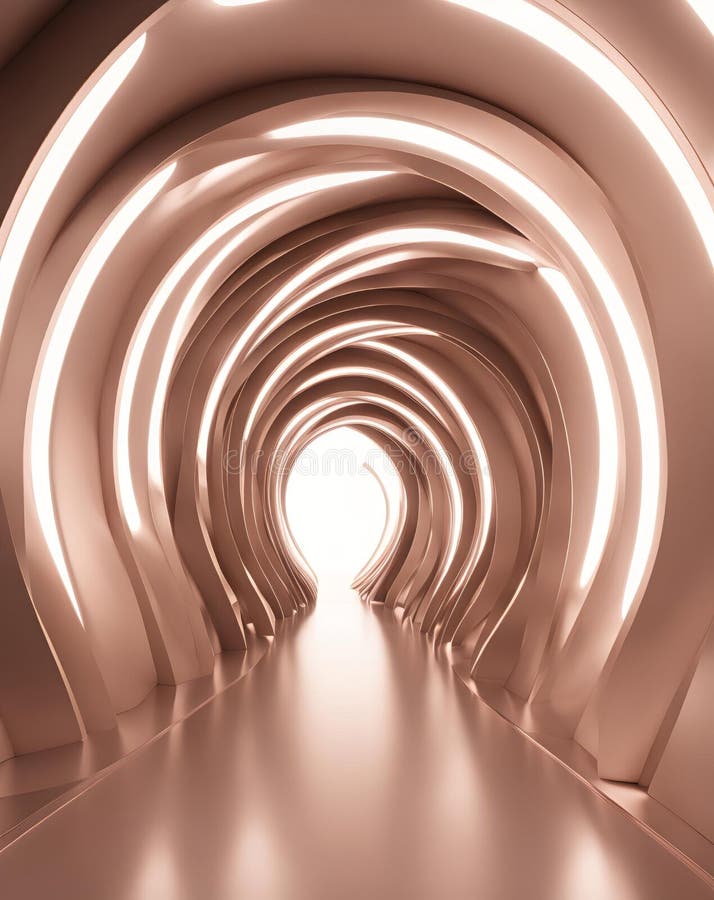 Futuristic Sci-fi Tunnel with Glowing Light Patterns and Curved ...