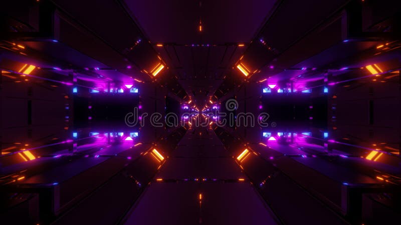 Futuristic Sci-fi Tunnel with Nice Shine and Reflections 3d Rendering ...