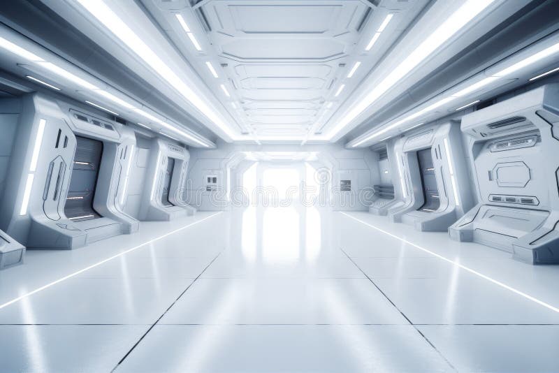 Futuristic Sci-fi Wall Background Wall Spaceship Interior Tunnel with ...