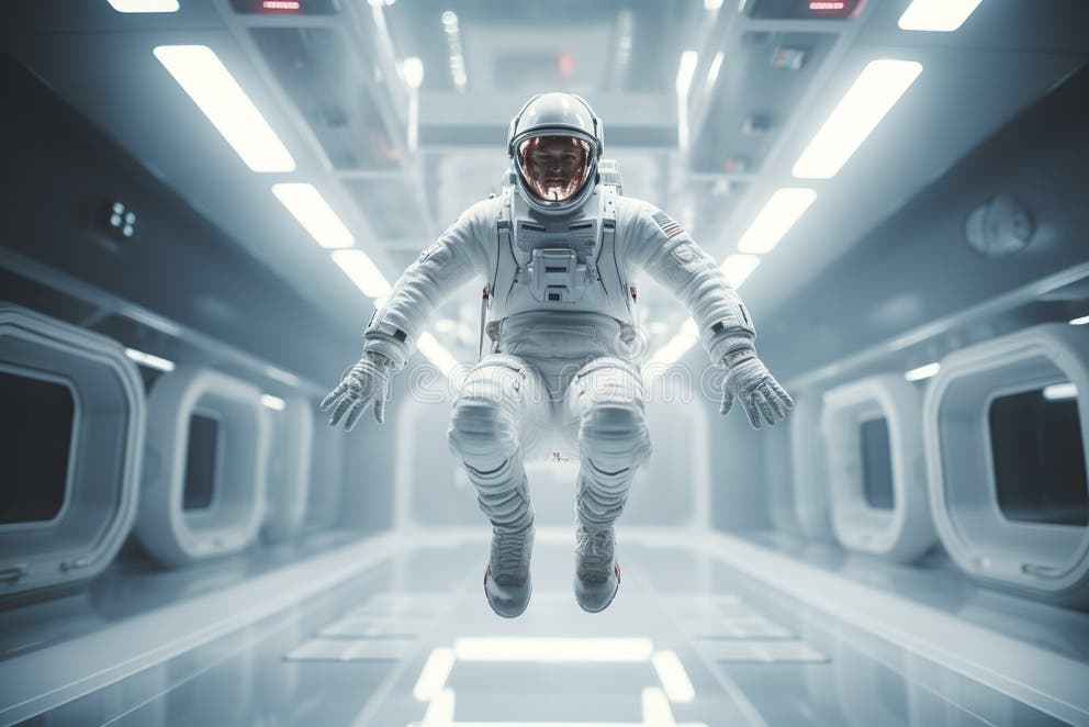 Futuristic Science: Astronaut in Zero Gravity Stock Illustration - Illustration of futuristic ...