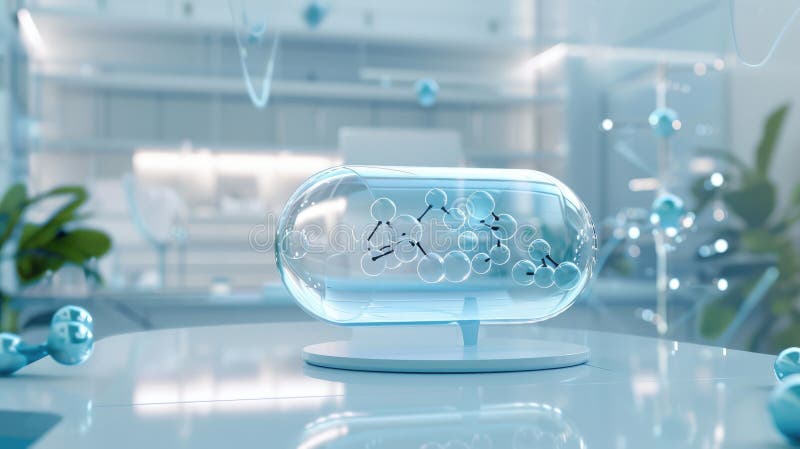 Futuristic Science Capsule Displaying Molecular Structure Stock Image ...