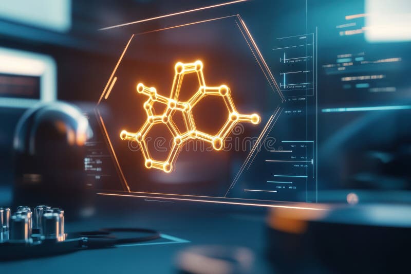Futuristic Science Concept with Glowing Molecular Structure in High ...